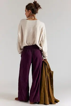 Free People Day's End Linen Pull-on Pants - Precious Wine