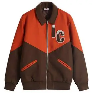 ICECREAM Panelled Varsity Jacket - Brown/orange