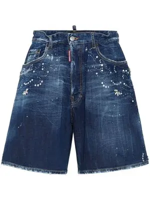 Dsquared2 Rhinestone-embellished Denim Shorts