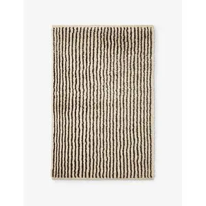 FERM LIVING Kami Knotted Striped Cotton Rug 120cm X 180cm - Off-white & Coffee