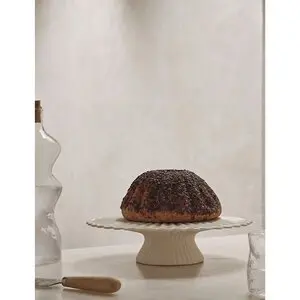 FERM LIVING Fountain Scalloped-edge Stoneware Cake Stand