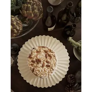 FERM LIVING Fountain Scalloped-edge Stoneware Cake Stand