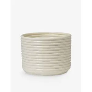 FERM LIVING Corduroy Round Clay Plant Pot 20cm - Off-white