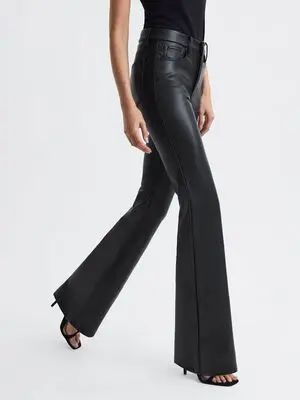 Good American Faux Leather Flare Jeans