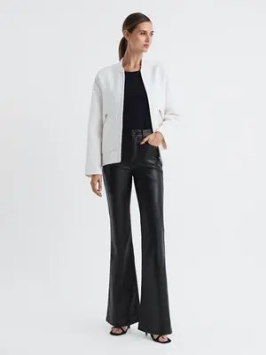 Good American Faux Leather Flare Jeans
