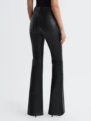 Good American Faux Leather Flare Jeans