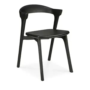 ETHNICRAFT Bok Dining Chair - Oak Black With Black Leather
