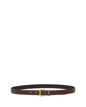 Saint Laurent Cassandre Thin Belt - Red Tan