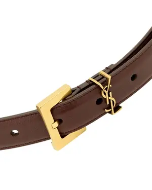 Saint Laurent Cassandre Thin Belt - Red Tan