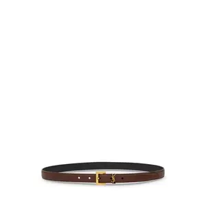 Saint Laurent Cassandre Thin Belt - Red Tan