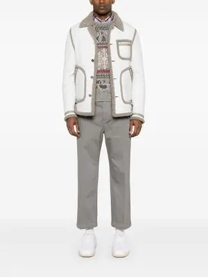 Thom Browne Shearling-trim Leather Jacket