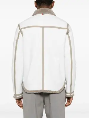 Thom Browne Shearling-trim Leather Jacket