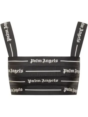 Palm Angels Logo-tape Crop Top - Black