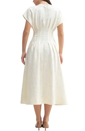 QUINCY MAE Floral Satin Jacquard Midi Dress