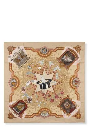 Hermès - Beige & Multicolor 'la Magie' Silk Scarf 90