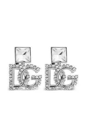 Dolce & Gabbana Logo-plaque Earrings - Silver