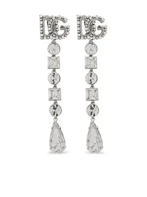 Dolce & Gabbana Logo-plaque Drop Earrings - Silver