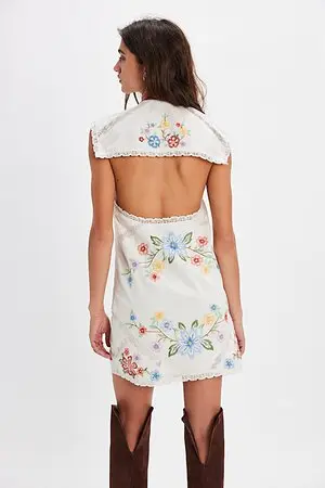 Free People Willow Embroidered Mini Dress In Ivory - 50% Off | Editorialist