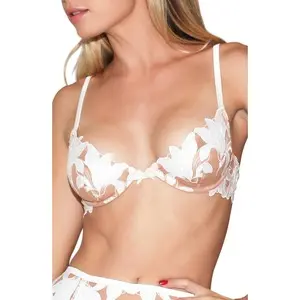 Fleur Du Mal Lily Embroidered Underwire Plunge Demi Bra - Ivory