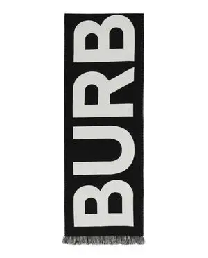 Burberry Logo Wool Scarf - Black