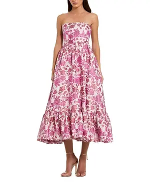 Pink Floral Midi Dresses