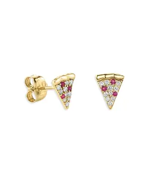 SYDNEY EVAN 14k Yellow Ruby & Diamond Pizza Slice Single Stud Earring - Gold