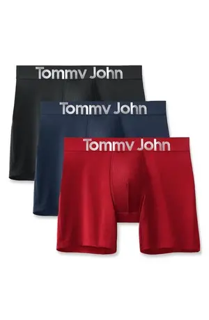 Tommy John 3-pack 360 Sport Micro 6-inch Boxer Briefs - Black/ Dress Blues/ Haute Red