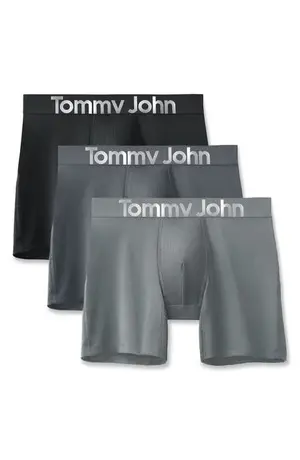 Tommy John 3-pack 360 Sport Micro 6-inch Boxer Briefs - Black/ Turbulence/ Monument