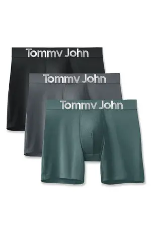 Tommy John 3-pack 360 Sport Micro 6-inch Boxer Briefs - Black/turbulence/mallard Green