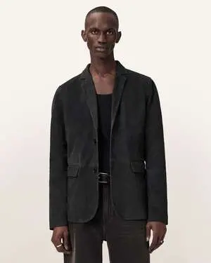 ALLSAINTS Monet Waxed Suede Blazer - Blue