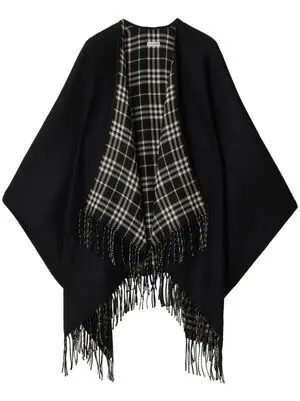 Burberry Checked Wool Cape - Black