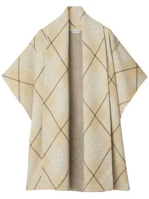 Burberry Checked Wool-blend Cape - Neutrals