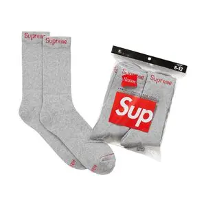 Supreme X Hanes Crew Socks - Grey