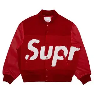 Supreme Big Logo Chenille Varsity Jacket - Red