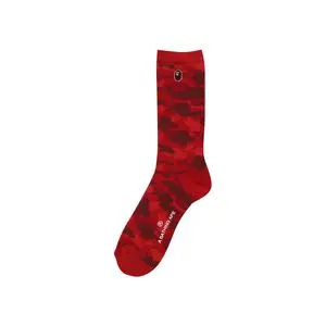 A BATHING APE BAPE Color Camo Ape Head One Point Socks Red