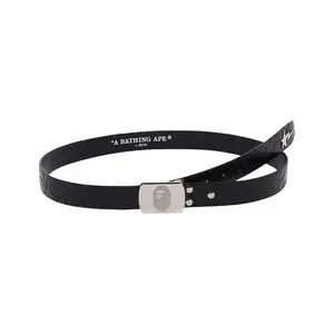 A BATHING APE Narrow Leather Belt - Black