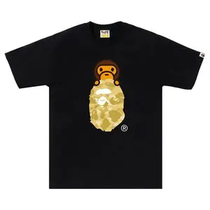 A BATHING APE Color Camo Milo On Ape Head Tee 'black/yellow' Black