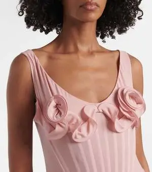 Magda Butrym Floral-appliqué Silk-blend Bustier Dress