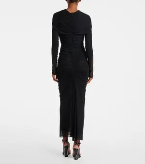 MUGLER Ruched Maxi Skirt - Black