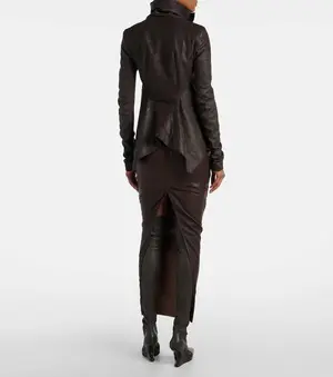 Rick Owens Naska Leather Biker Jacket - Brown