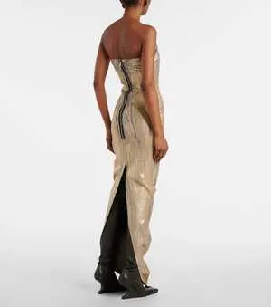 Rick Owens Coated Denim Bustier Gown