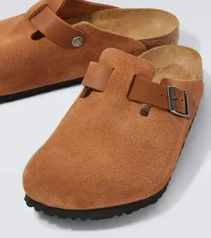 BIRKENSTOCK Boston Suede Clogs - Brown