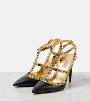 Valentino Garavani Rockstud Leather Slingback Pumps - Black