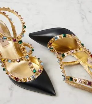 Valentino Garavani Rockstud Leather Slingback Pumps - Black