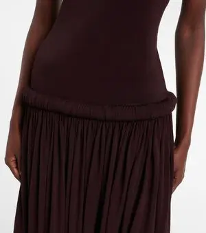 Alaïa Strapless Gathered Maxi Dress - Brown