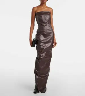 Rick Owens Denim Bustier Gown - Brown