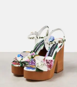 Dolce & Gabbana Floral Jacquard Platform Sandals - Multicoloured