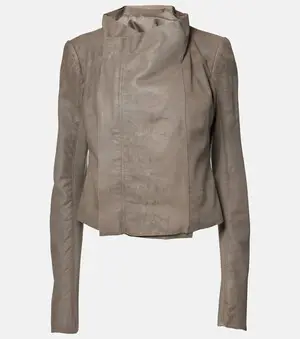 Rick Owens Leather Biker Jacket - Grey