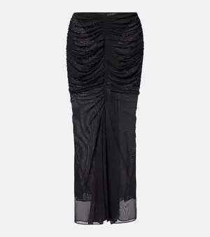 MUGLER Mugler Ruched Maxi Skirt Black