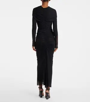 MUGLER Ruched Maxi Skirt - Black